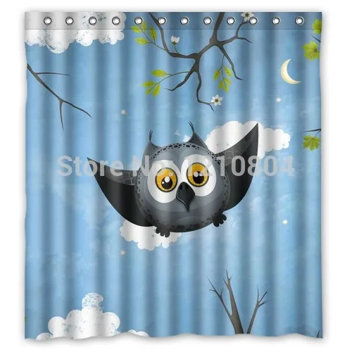 POOKOO!! Cute Cartoon Owl Personalized Custom Shower Curtain Bath ...