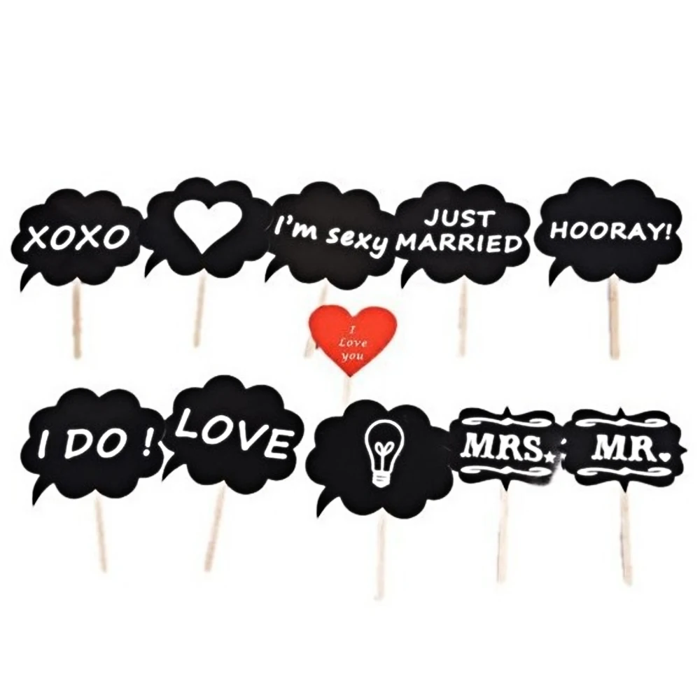 Behogar 11pcs Funny Wedding Photo Booth Prop Kit Photobooth Prop Card ...