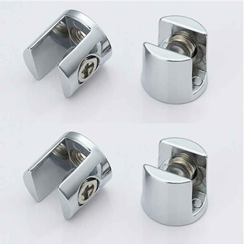 4pcs Glass Clamp Glass Plated Brackets Zinc Alloy Chrome Finish Shelf ...