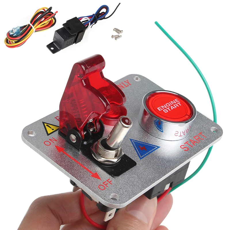12V Red LED Racing Car Engine Start Push Button Ignition Switch Panel ...