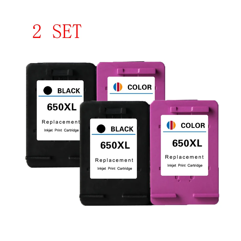 2 Set for HP650 Compatible Ink Cartridge For HP 650 650XL Black & Tri ...