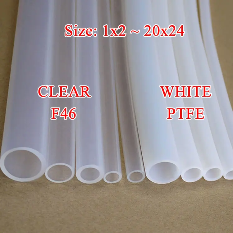 White Clear ID 18mm x 20mm OD F46 Insulated PTFE Tube Capillary Teflon Protect Rigid Pipe ...