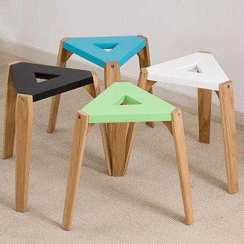 Nordic solid wood triangle stool /fashion creative stool /modern simple ...