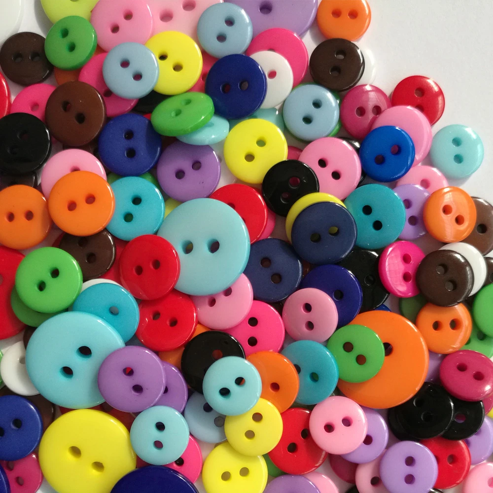 Hot 100pcs 9mm/10mm/15mm Resin 2 Hole Sewing Button Scrapbooking ...