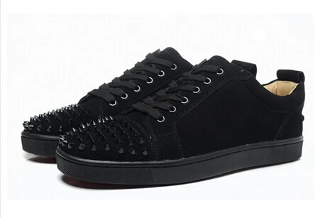 Promotion~Men Suede Spike Sneaker Red Bottom Lace Up Shoes Rivet ...