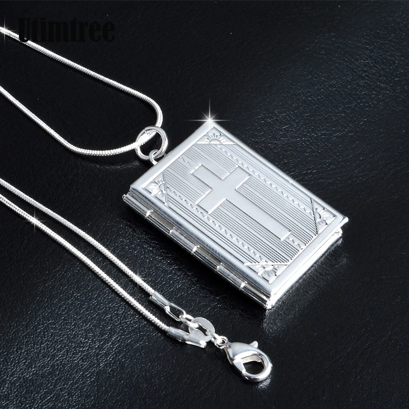 Utimtree Classic Rectangle Shape Cross Pendants Necklaces Photo Frames ...