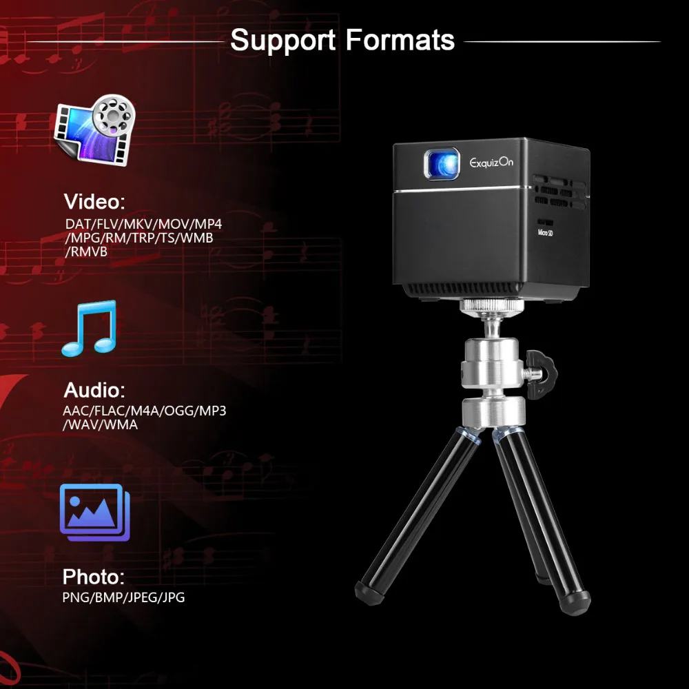 Exquizon S6 Mini Dlp Projector Wifi Wireless Pocket Portable Smart ...