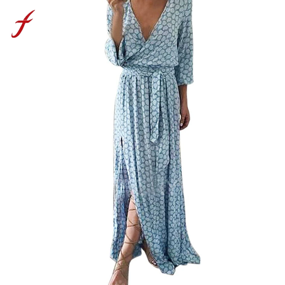 women maxi fashion polka dots maxi dress Long Sleeve Deep V Neck ... women maxi fashion polka dots maxi dress Long Sleeve Deep V Neck ...