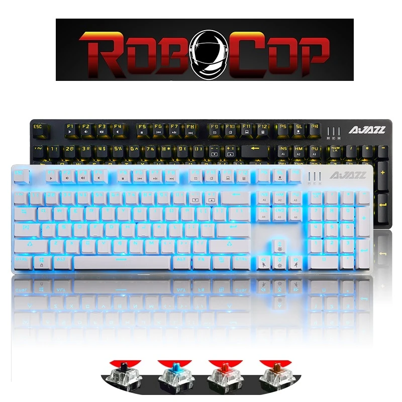 Ajazz Robocop Metal Panel Usb Wired Backlit Mechanical Gaming/office ...