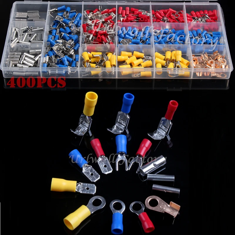 400pcs Electrical Terminators Crimp Terminals Assortment Insulated ...