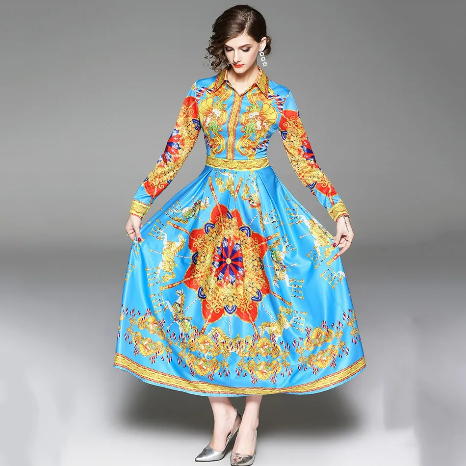 Womens Runway Designer Dresses Women Long Sleeve Long Maxi Dress Luxury ...