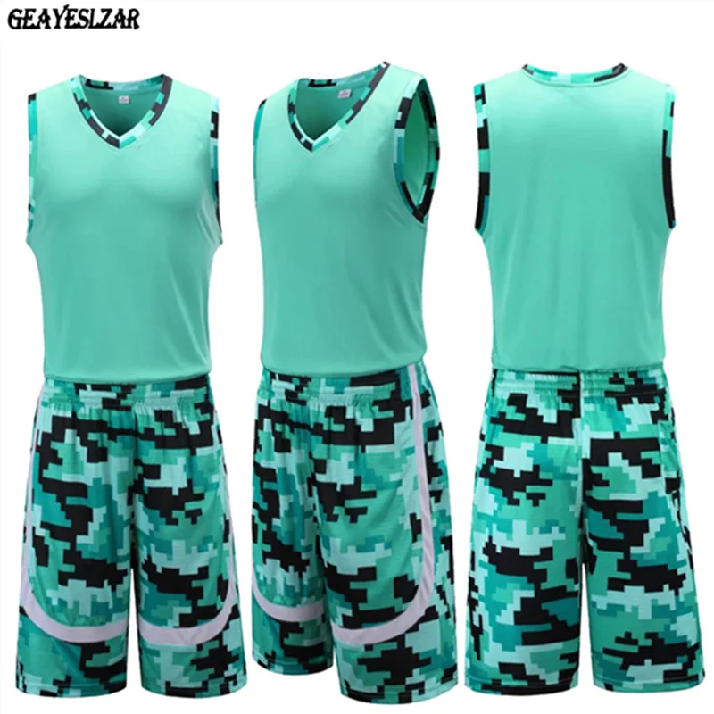 Camouflage basketball clothes set Men jersey training vest sports ...