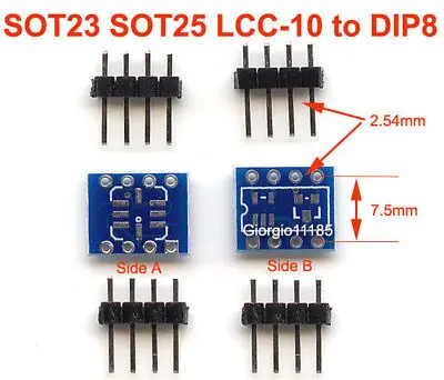 5Pcs SOT23 SOT25 LCC 10 To DIP8อะแดปเตอร์ PCB Convertor|convertor ...