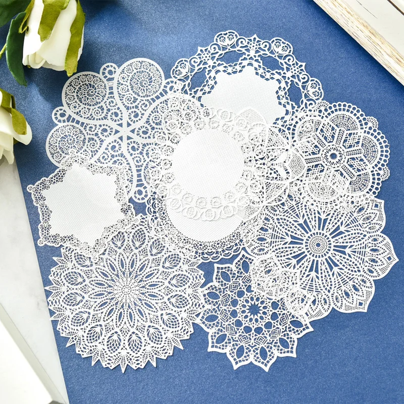 10Pc Circle lace Material Paper Junk Journal Planner Craft Paper ...