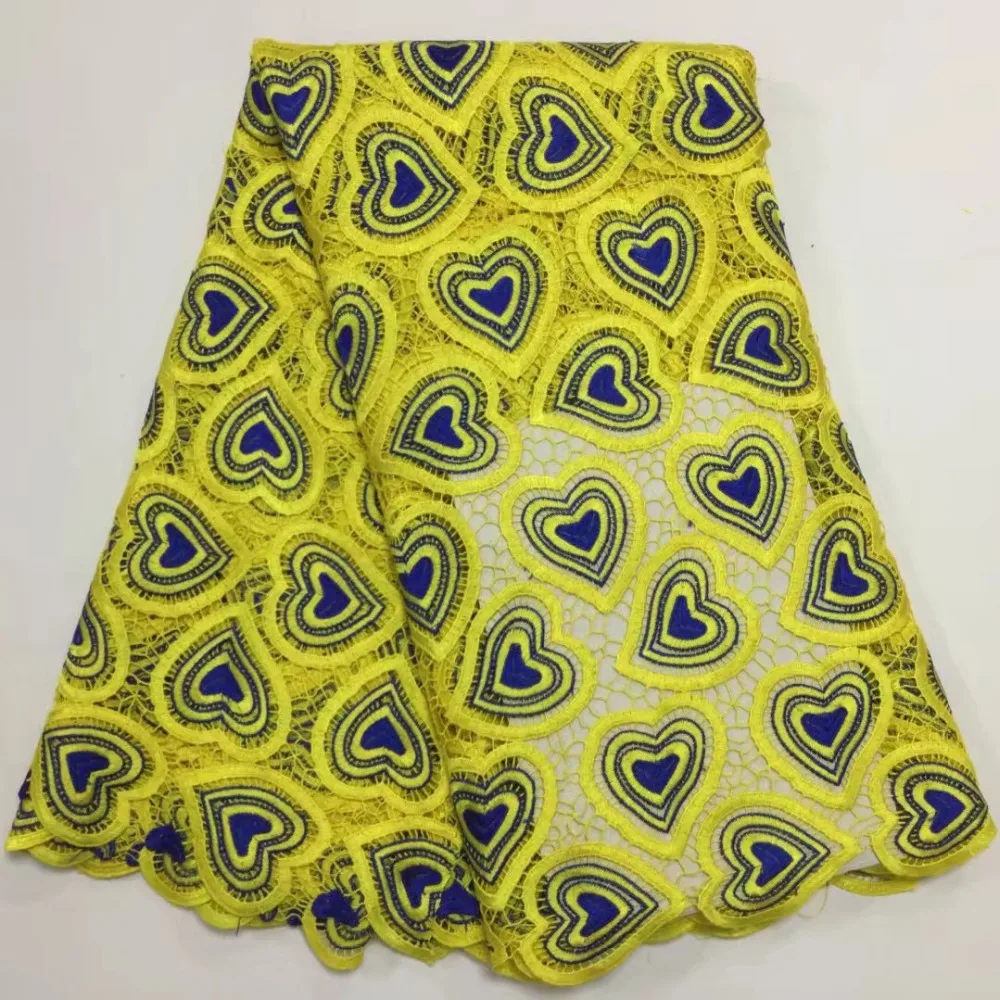 New Arrival Yellow Heavy African Lace Fabrics High Quality Cord Guipure ...