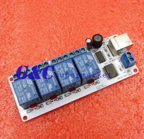 Smart Home 12V 4 Channel USB Relay Module Programmable Computer Control ...