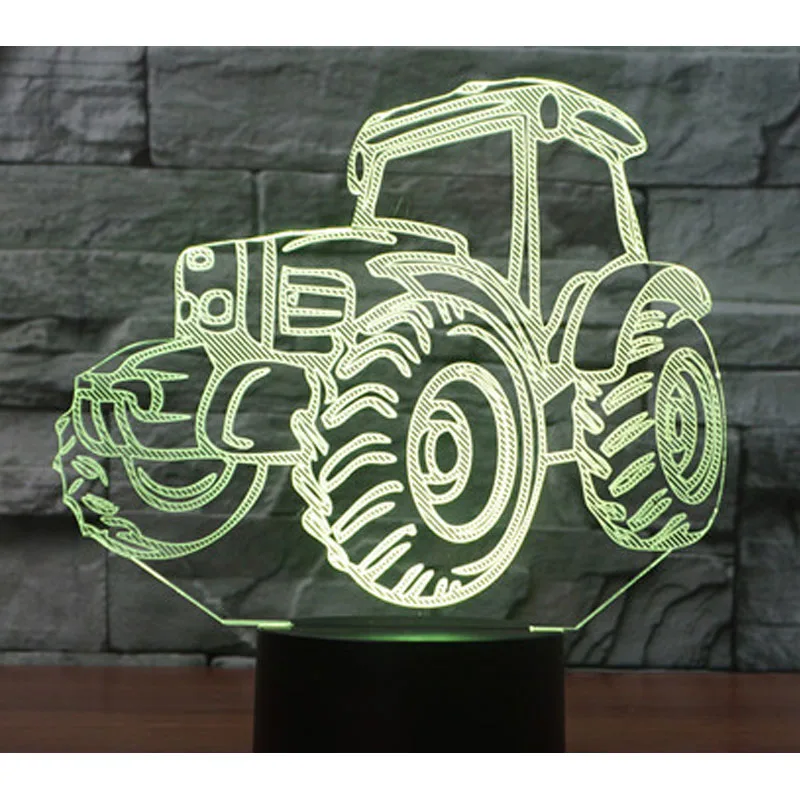 3D LED Night Lights Tractor Car with 7 Colors Light for Home Decoration ...