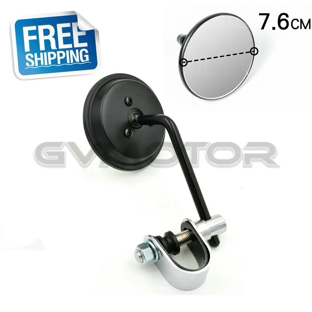 Black Vintage Cafe Racer 3 Clamp On Tinted Mirror Rearview Mirrors