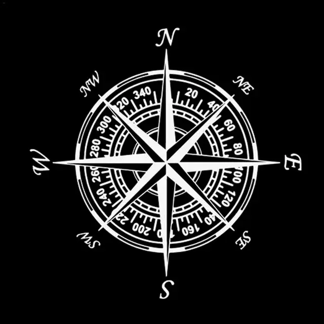 Compass Series Car sticker compass navigation reflective sticker black ...