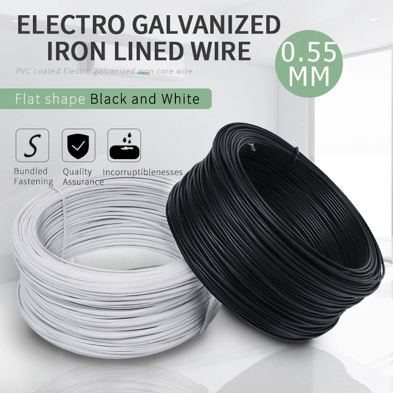 90Meters-lot-0-55MM-Dia-Flat-Black-and-White-PVC-Coated-Electro ...