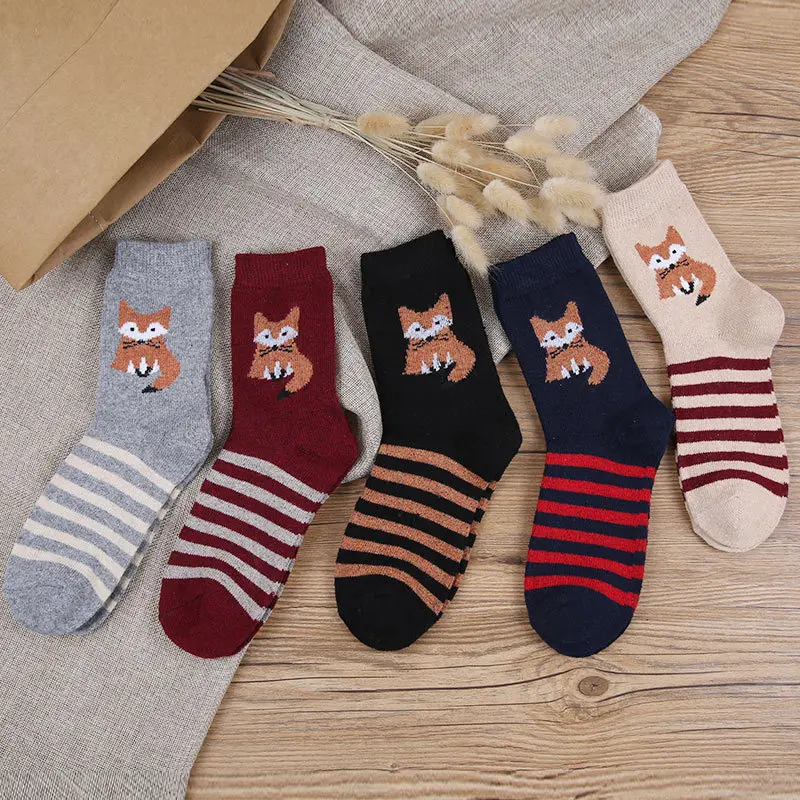 women vintage socks brand retro animals patterns rabbit wool socks ...
