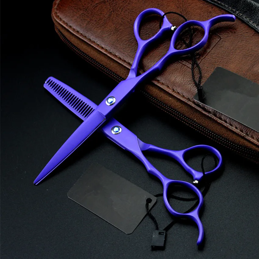 Professional-Left-hand-japan-440c-6-5-5-inch-voilet-cut-hair-scissors ...