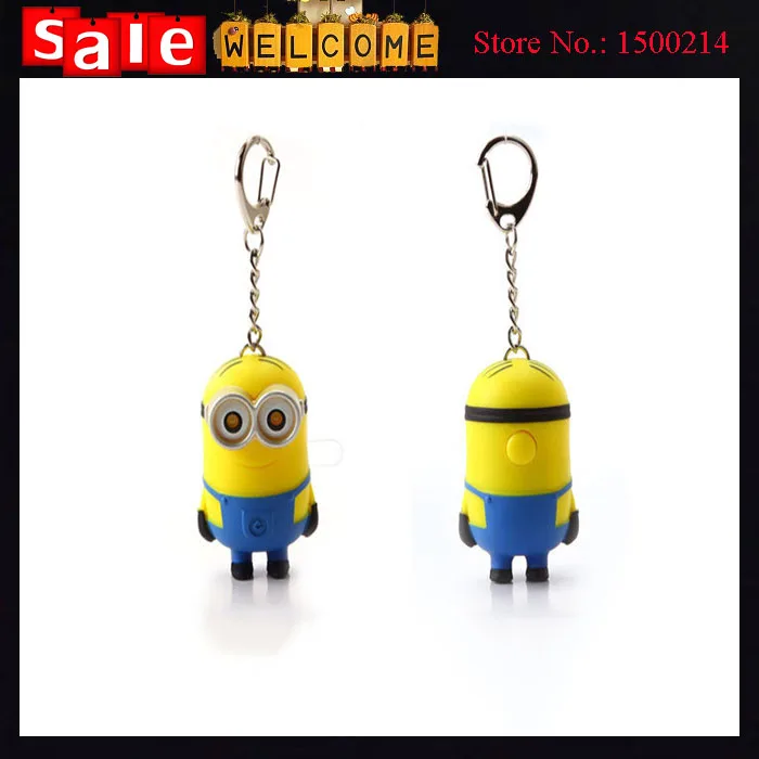 2017 LED Flashlight Keychain Beautifully Europe Cartoon Moive Minions ...