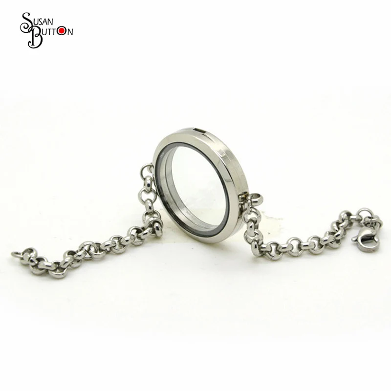 30mm Silver/Gold Color Round Magnetic Floating Locket Bracelet 316L ...