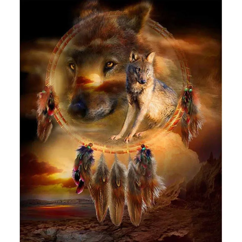 Diamond Painting Full Square Diamond Wolf 3D Embroidery Cross Stitch ...
