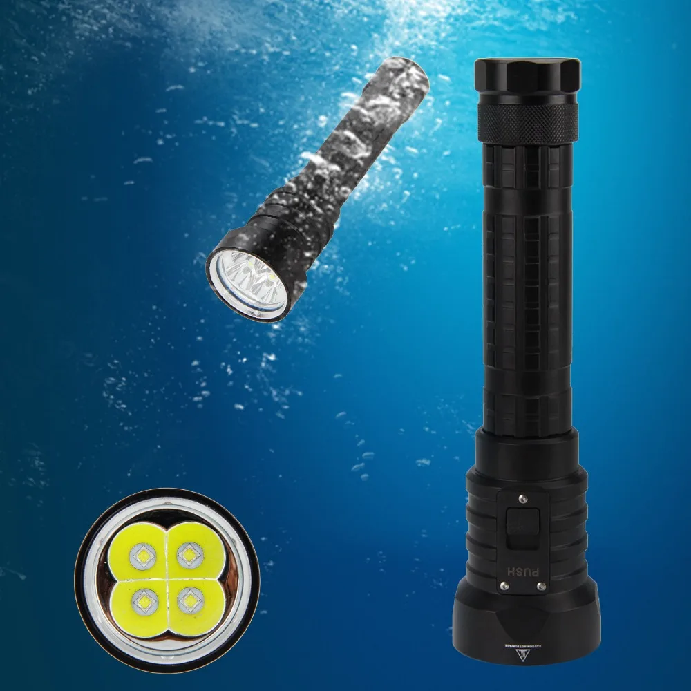 DX4S LED Diving Flashlight 4L2 Underwater 18650 26650 Torch Brightness ...