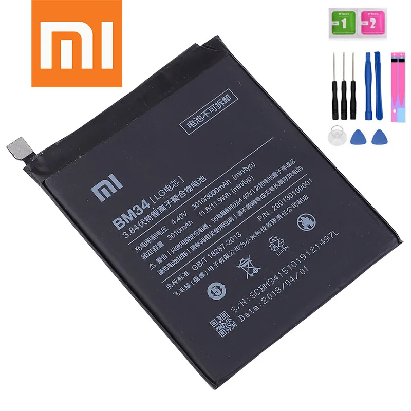 Xiaomi Phone Battery BM34 3010mAh High Capacity High Quality for Xiaomi ...