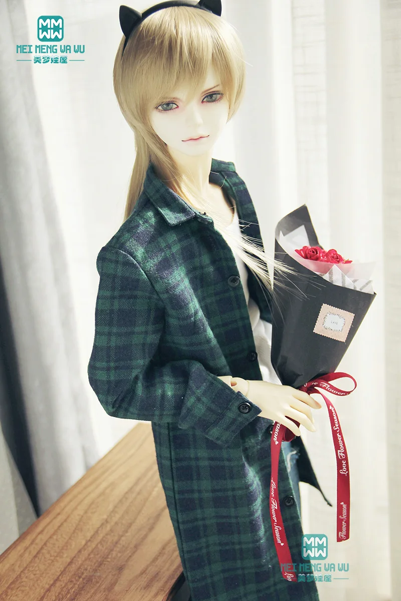 Bjd Accessories Doll Clothes Fit 70cm 80cm Bjd Uncle Fashion Black Casual Plaid Shirt T Shirt