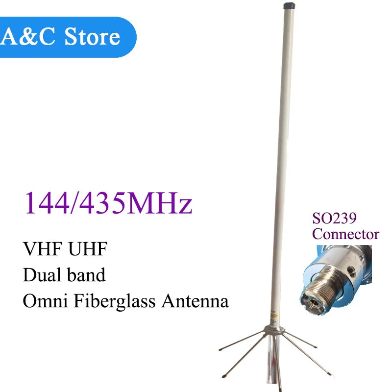 Antena Dual Band Vhf Uhf 144/435mhz, Antena Base De Fibra De Vidro Para Uso Externo So239 ...