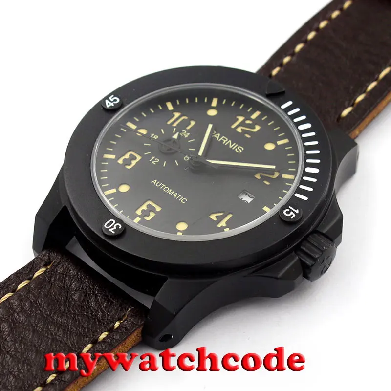 43mm parnis mostrador preto pvd safira vidro 21 jóias miyato relógio ...