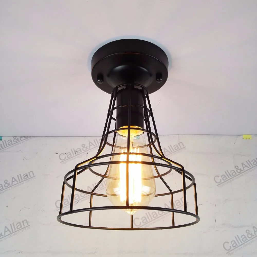 Best New Edison 9 sizes of Iron cage black Vintage Ancient Ceiling Lamp ...