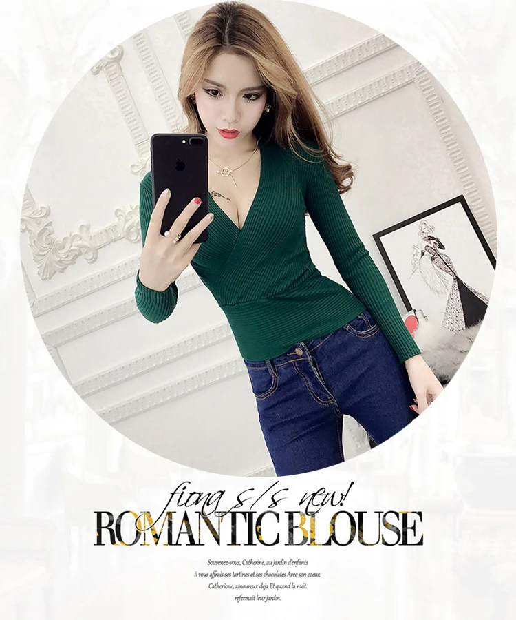 Новинка, сексуальный женский свитер с глубоким v-образным вырезом ...