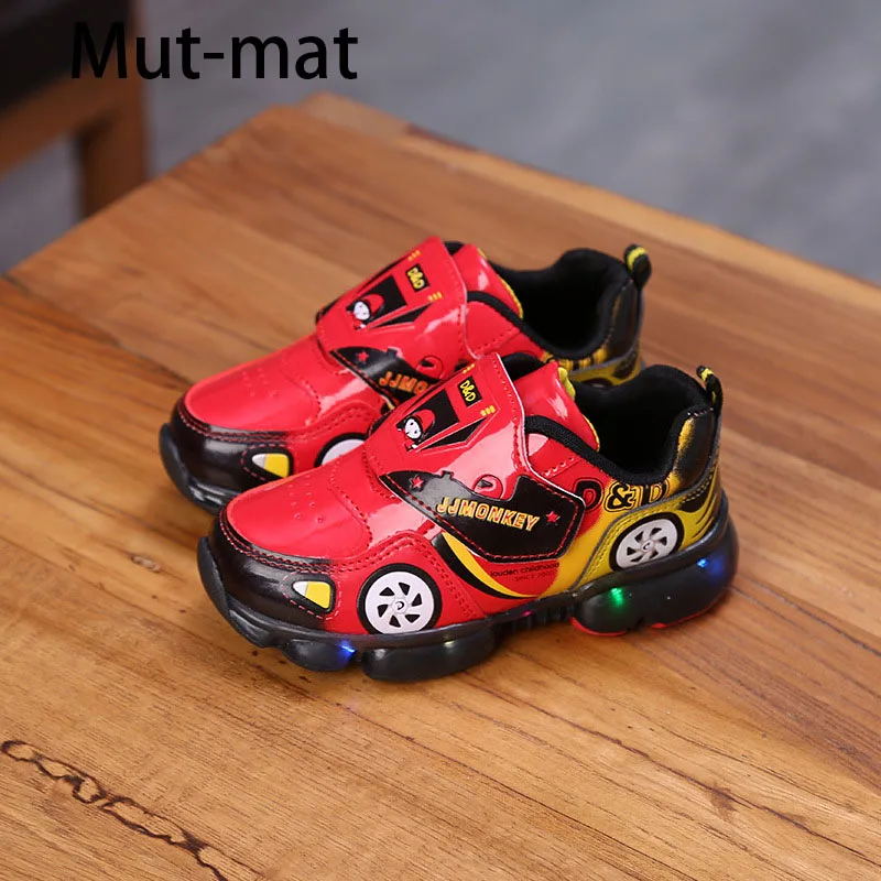 2019 spring new running car children's sports shoes lighting breathable ...