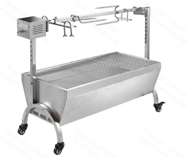 135cm Stainless Steel BBQ Pig Lamb Goat Chicken Spit Roaster Rotisserie ...