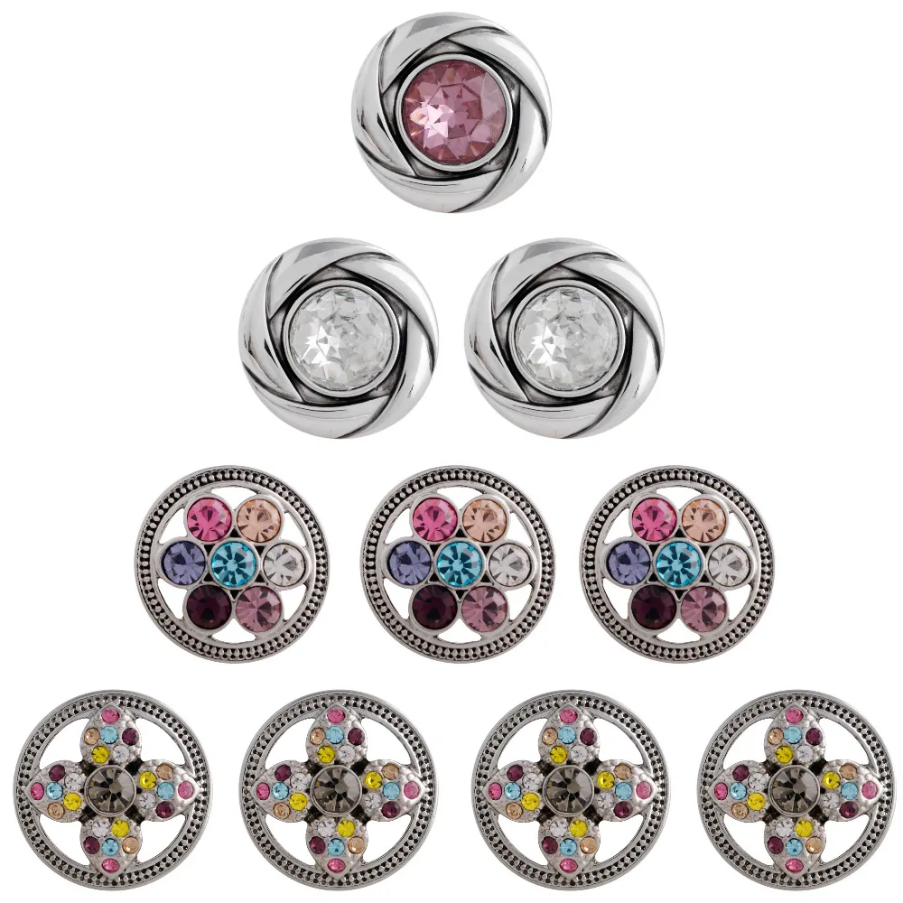 2018 Round Rhinestone Cross Snap Button Accessories fit 18mm Snaps ...