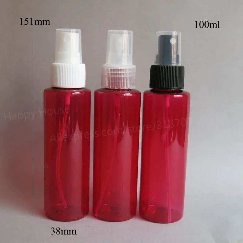24 x 100ml Red Empty Flat Shoulder Plastic Perfume Bottle 100cc PET ...