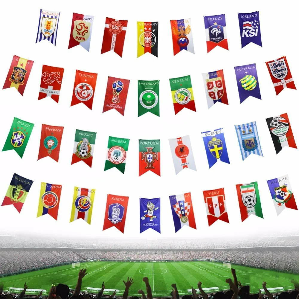 Flags Banners 2018 Football Team Logo Bunting Activity Space Decoration ...
