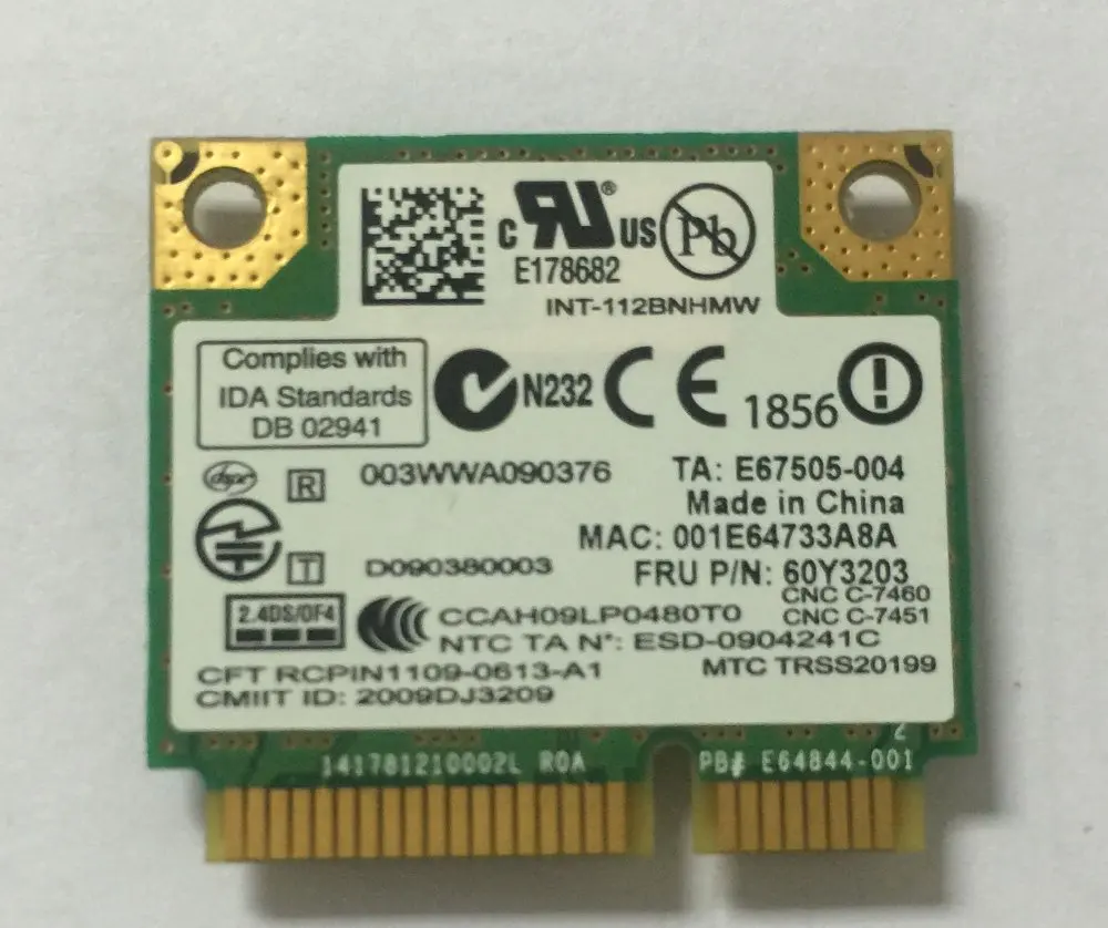 인텔 1000 112BN_HMW 하프 미니 PCI-e 센트리노 무선 WLAN 와이파이 카드 모듈 802.11 bgn for HP ...