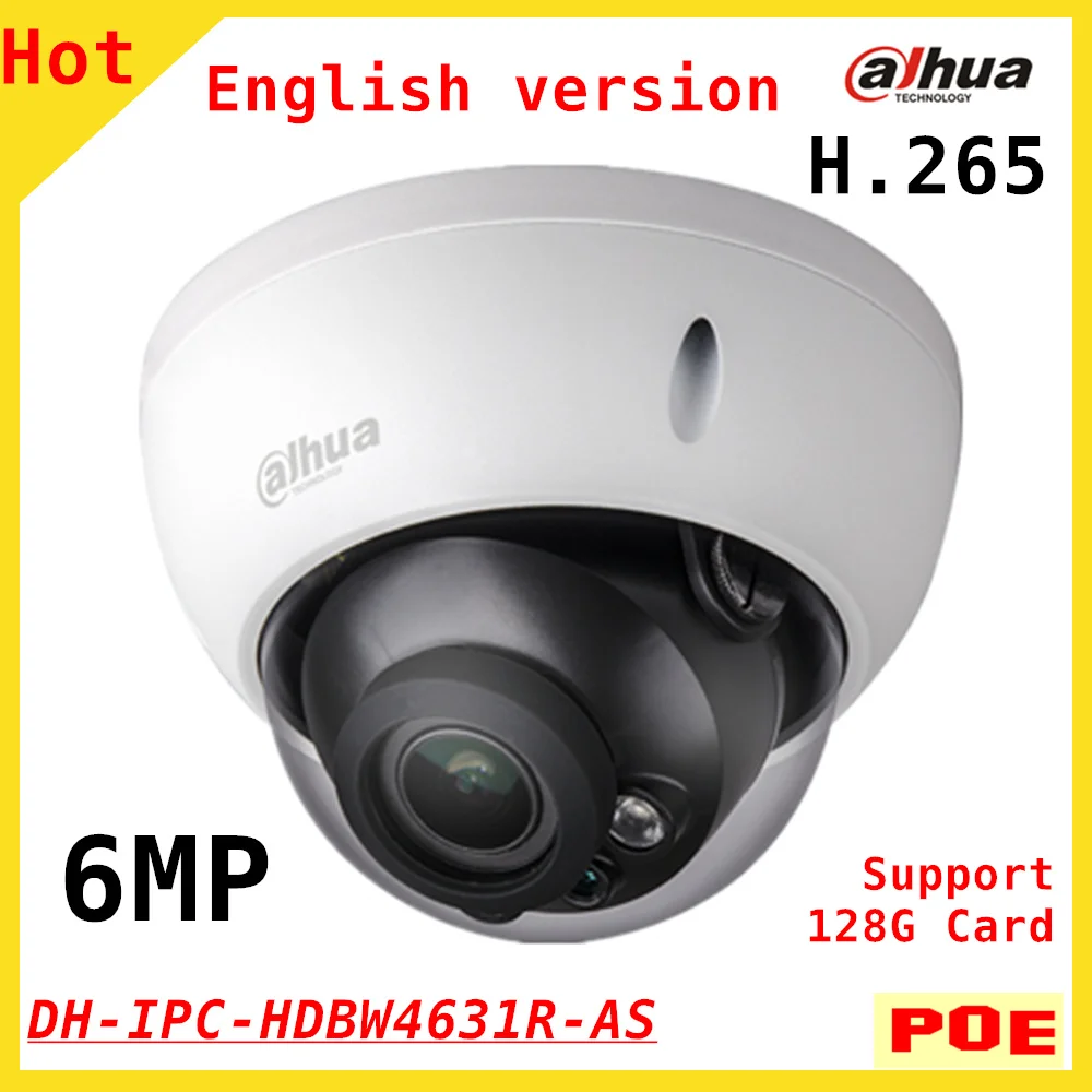 English 6MP Dahua H.265 IP Camera 6mp IPC HDBW4631R AS IR 30M Built in ...