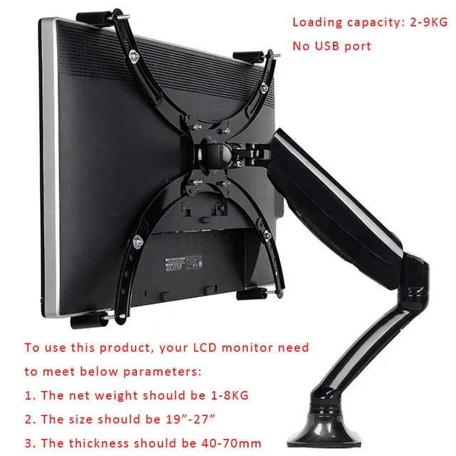 Full Motion LCD Monitor Holder Computer Display Mount Bracket Fit for w ...