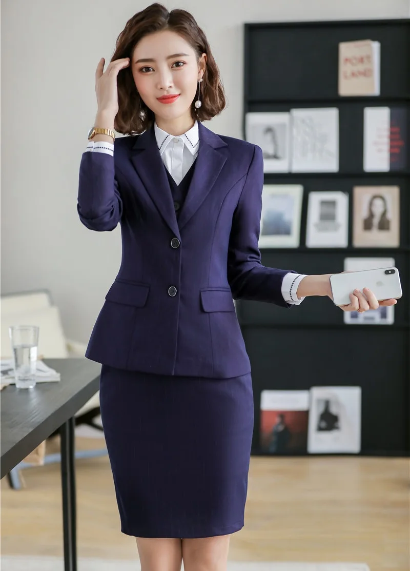 2019 formal elegant Women's Blazers Work Skirt Suits office ladies ...