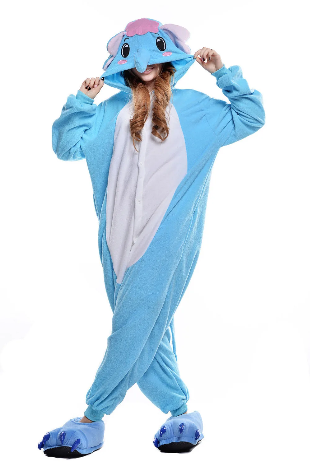 Fashion Gray Blue Elephant Adult Pajamas Animal Sleepwear Party ...