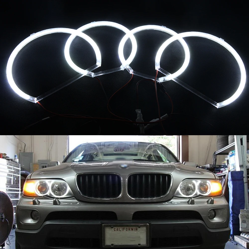 4 Pcs/lot White SMD 3014 Angel Eye LED Headlight Halo Ring Light Kit ...