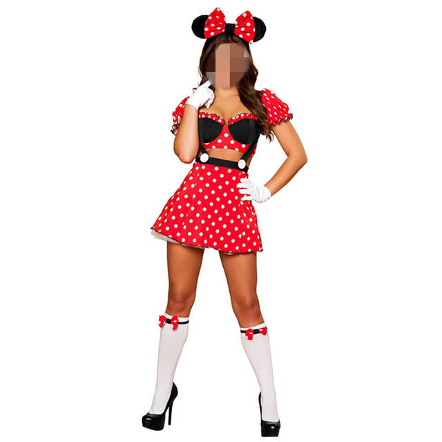 Red Minnie Mouse Costumes Woman Halloween Party Cosplay Sexy Dress Fantasy Women Cosplayware