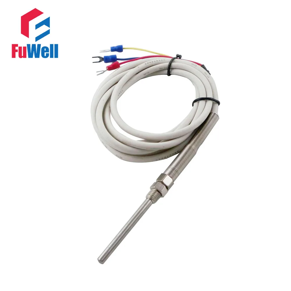 Pt100 Sensor Temperature Control Thermocouple 5x50mm/5x100mm Probe 1m ...