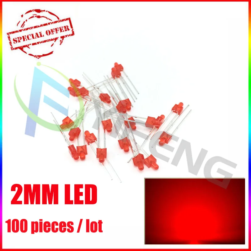 New! 2MM LED DIP Tower LED Diode Lamp 2MM Red 100PCS-in EL Products ...